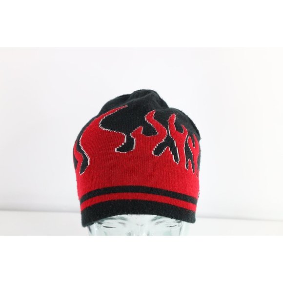 Vintage | Accessories | Vintage 9s Streetwear Fire Flames Knit Winter ...